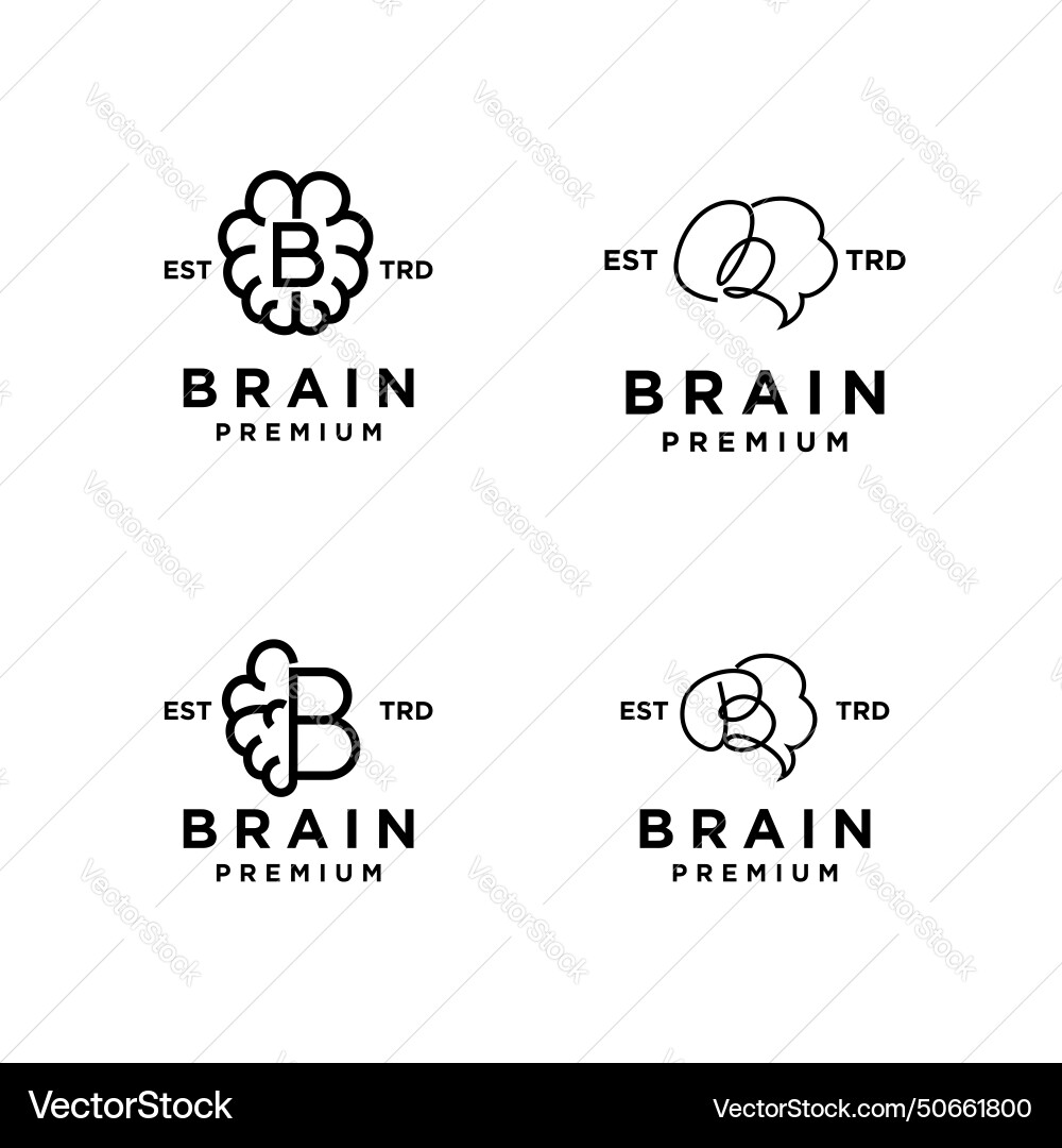 Brain b letter logo icon design Royalty Free Vector Image