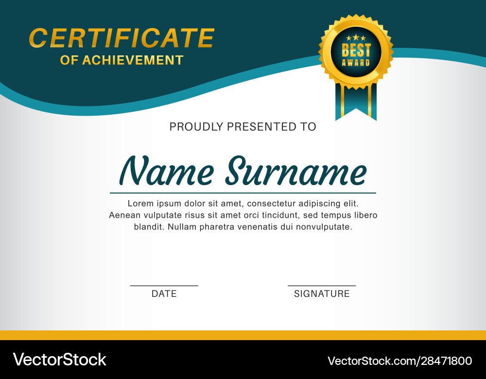 Certificate achievement template design Royalty Free Vector