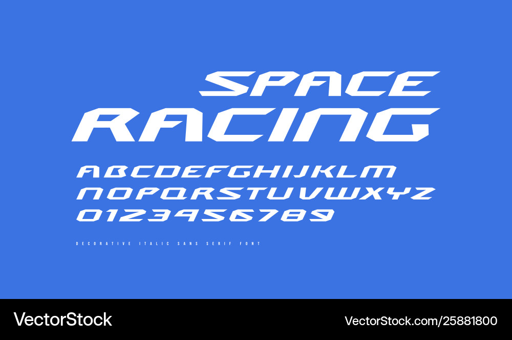 Italic extended sans serif font Royalty Free Vector Image