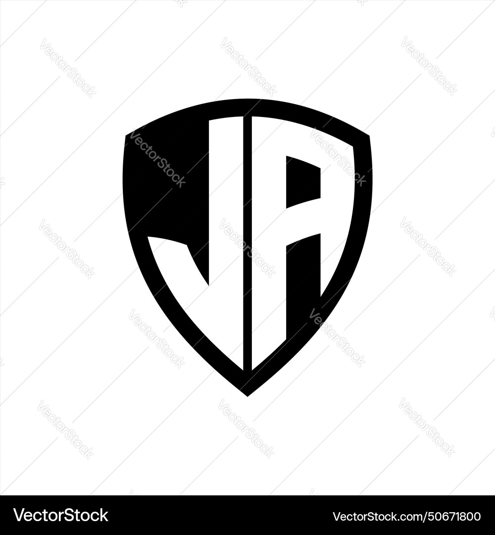 Ja monogram logo with bold letters shield shape Vector Image