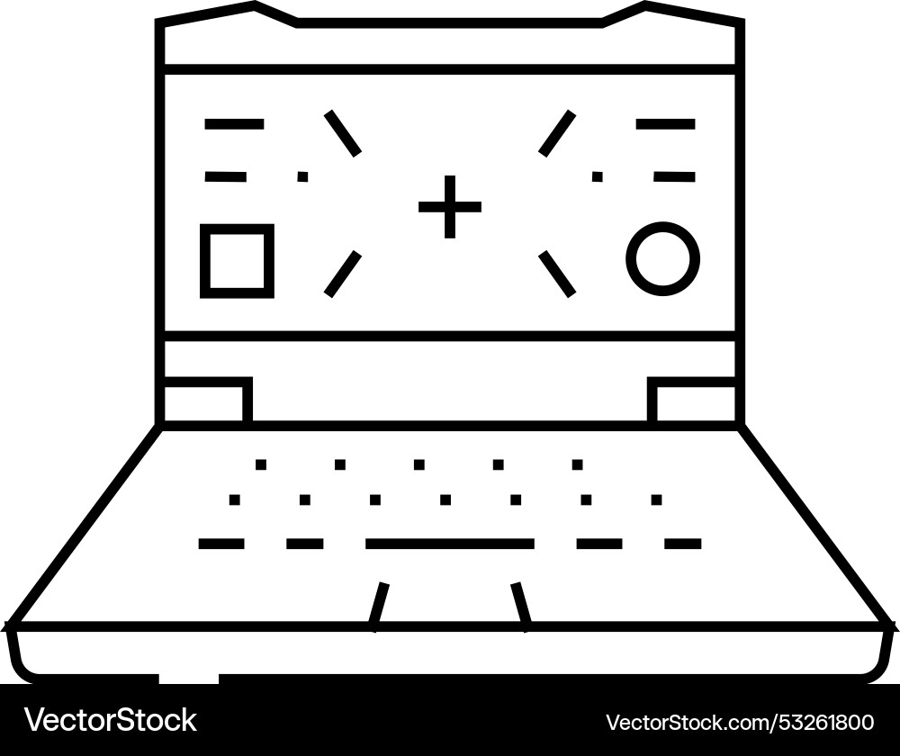 Laptop gaming line icon Royalty Free Vector Image