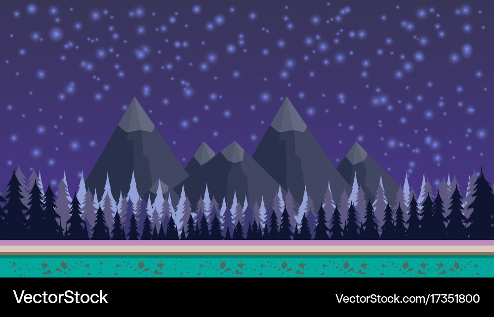 Mystical Mountain Nightscape Royalty Free Vector Image
