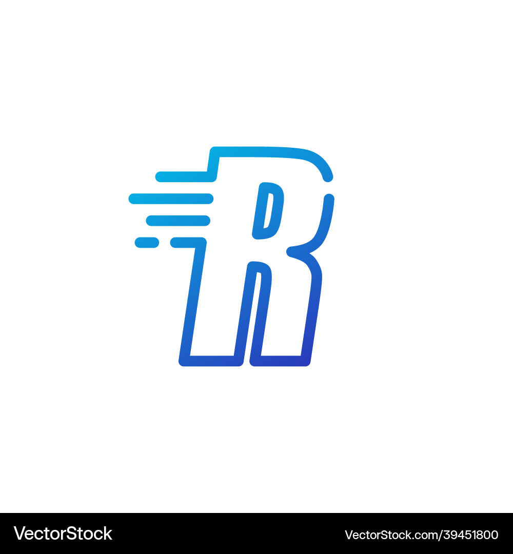 R letter dash fast quick digital mark line Vector Image