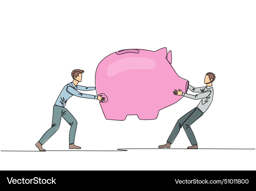 Single one line drawing two selfish businessman Vector Image