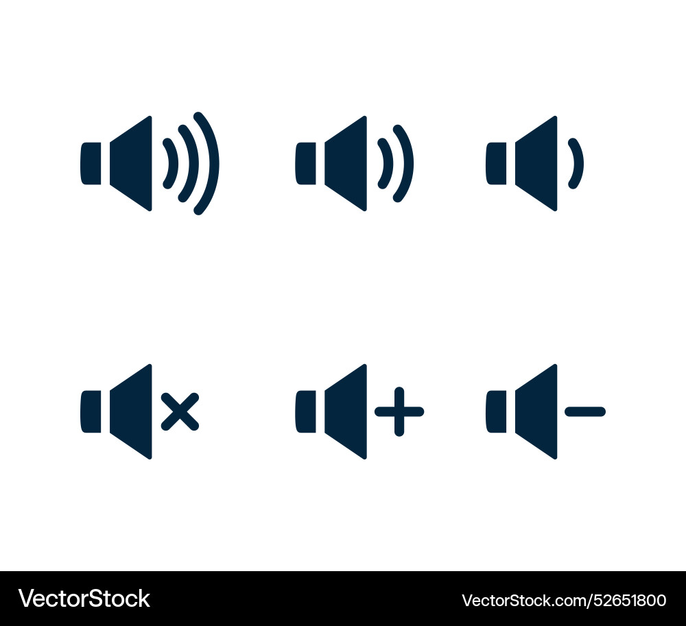 Speaker icon set and sound volume Royalty Free Vector Image
