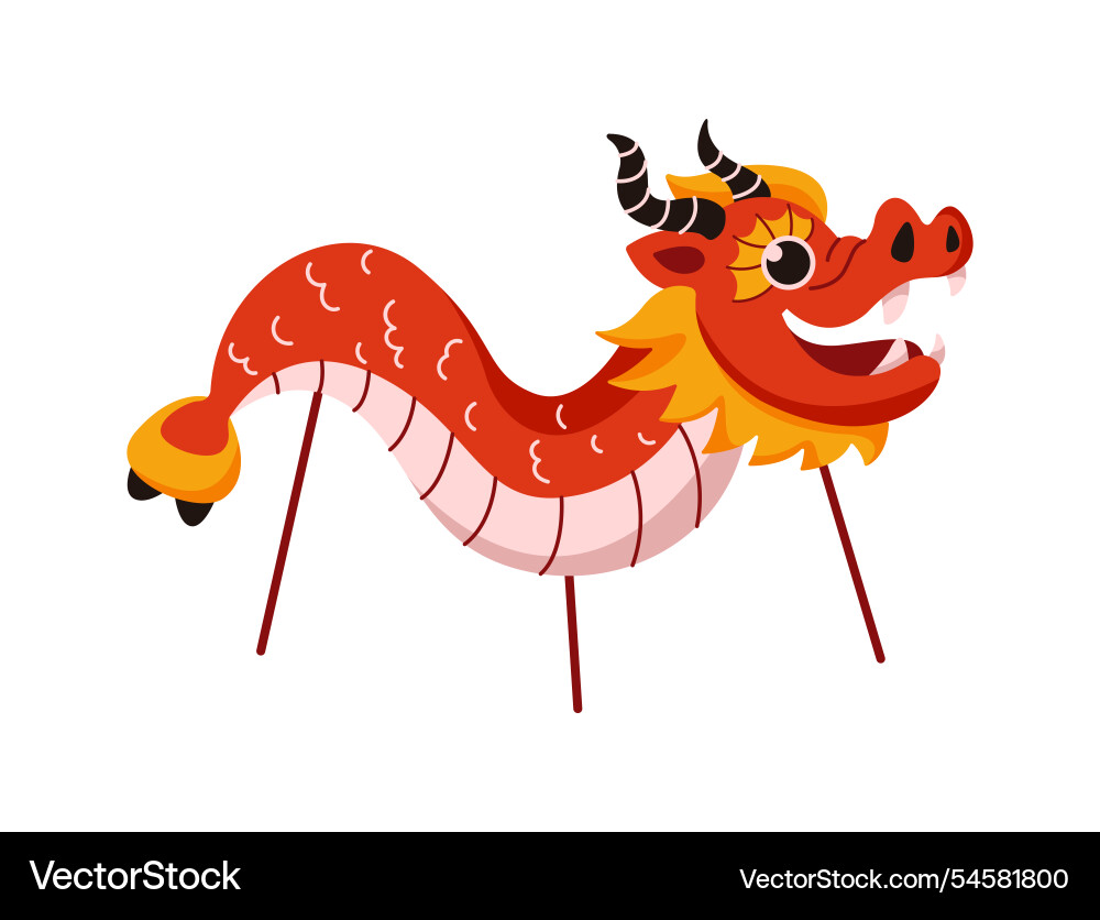 Traditional chinese dragon puppet flat color Vector Image