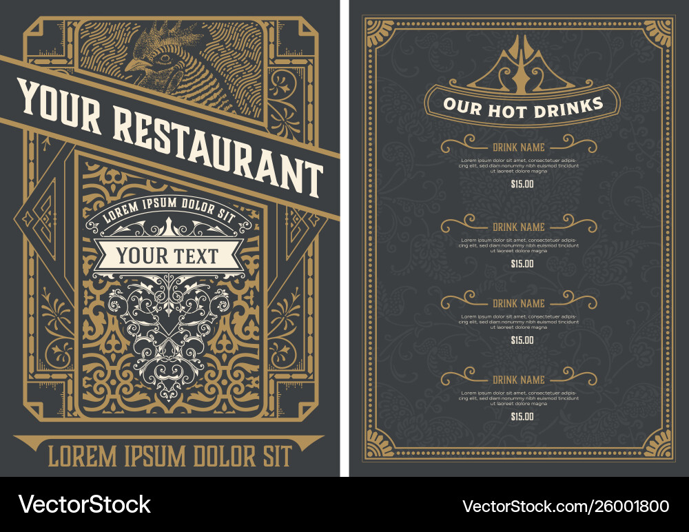 Vintage restaurant menu design template Royalty Free Vector