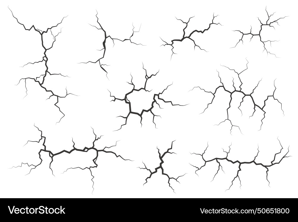 Wall cracks with broken texture ground earthquake Vector Image