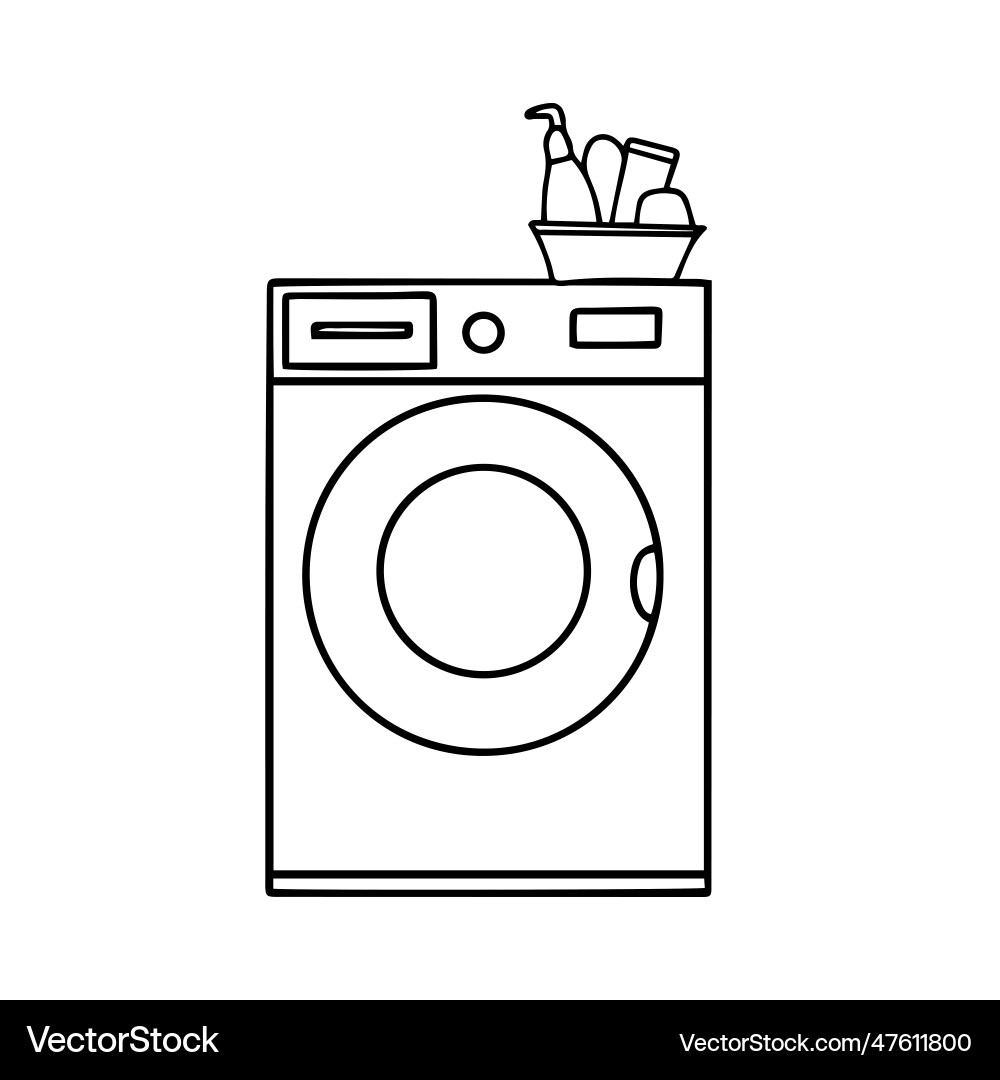 Washing machine doodle icon drawing sketch – Royalty-Free Vector ...