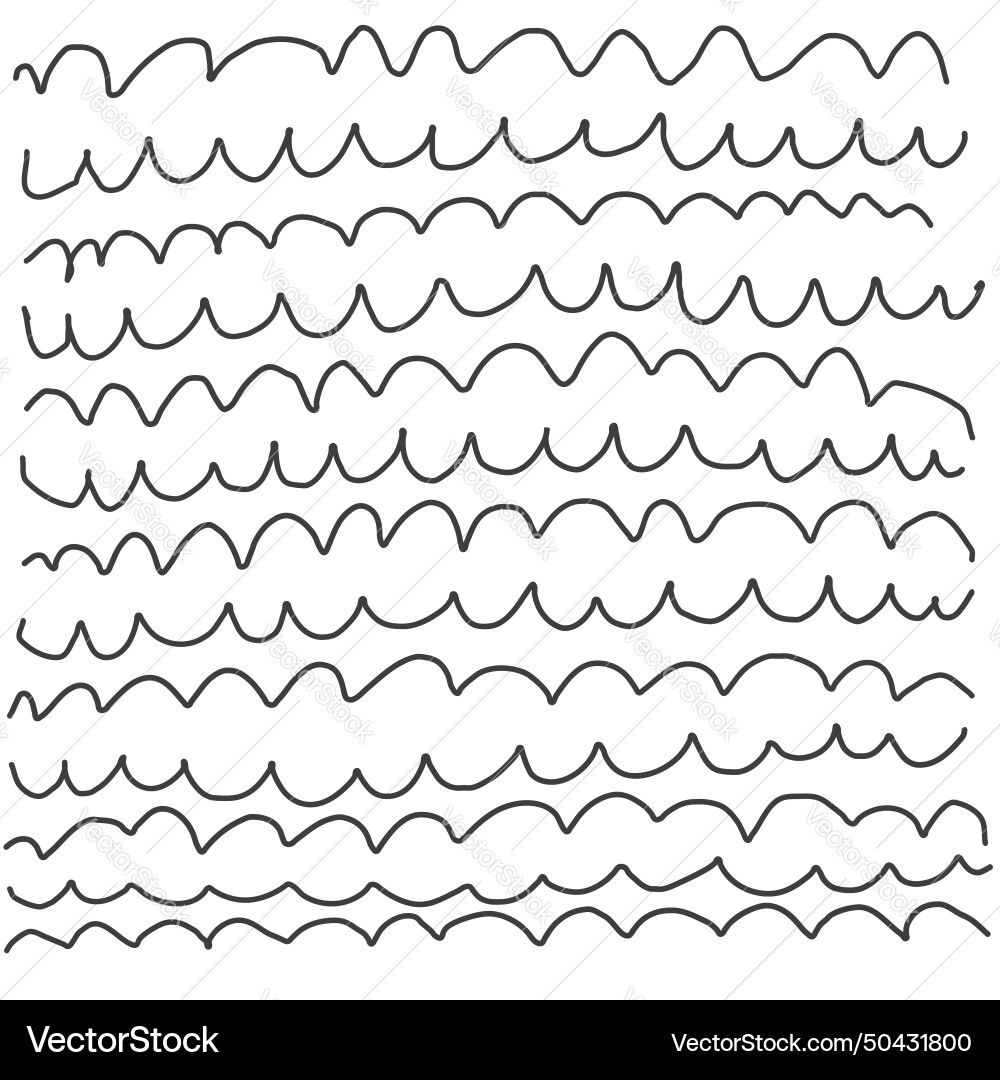Wavy continuous lines with different amplitudes Vector Image