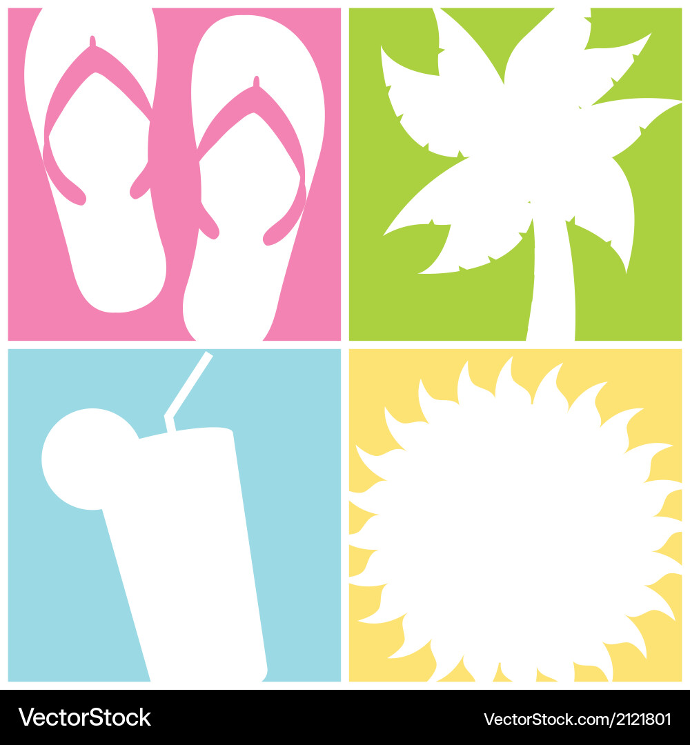 Beach icons over squares background Royalty Free Vector