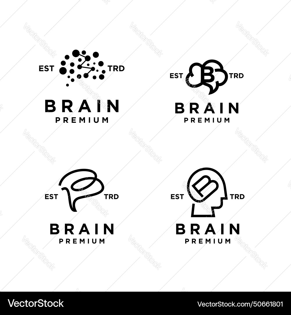 Brain b letter logo icon design Royalty Free Vector Image