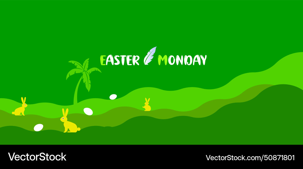 Easter monday white and green text design Vector Image