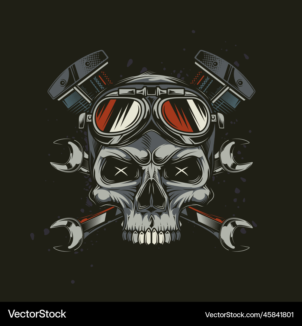 Skull in motorcycle glasses Royalty Free Vector Image