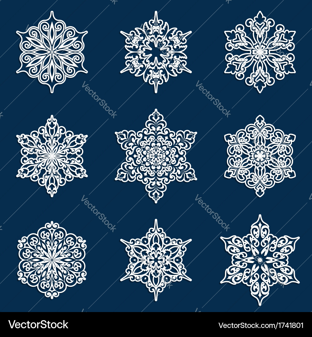 Snowflake set Royalty Free Vector Image - VectorStock