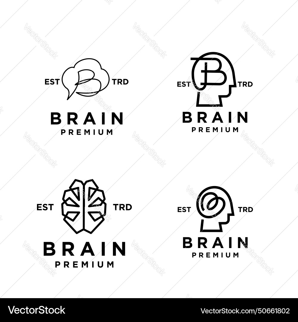 Brain b letter logo icon design Royalty Free Vector Image