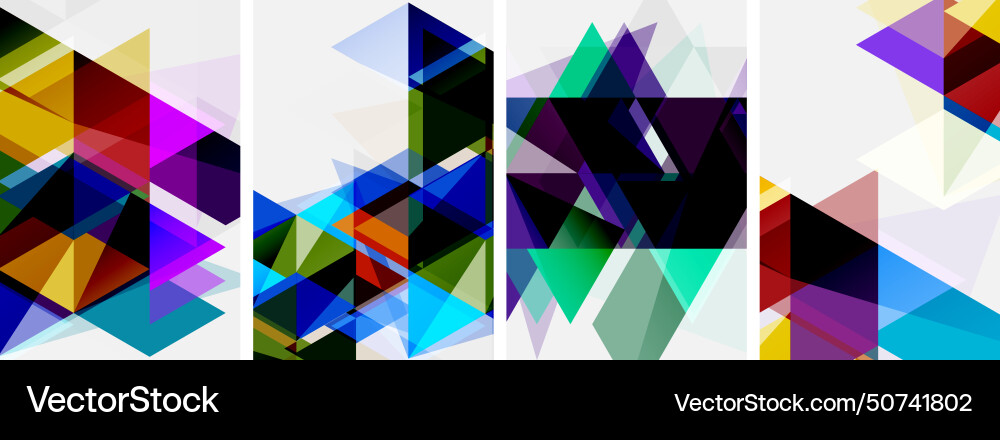 Colorful bright triangles with various colors Vector Image