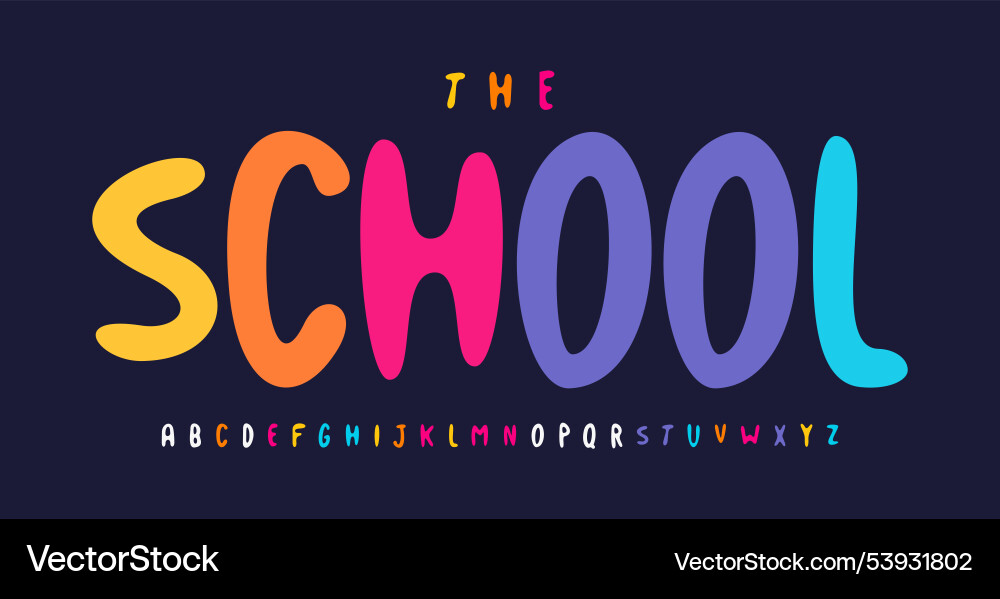 Colorful playful font vibrant rounded letters Vector Image