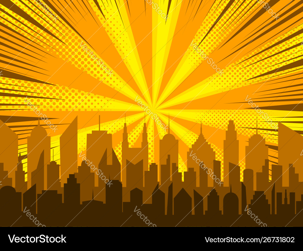 Comic cityscape background Royalty Free Vector Image