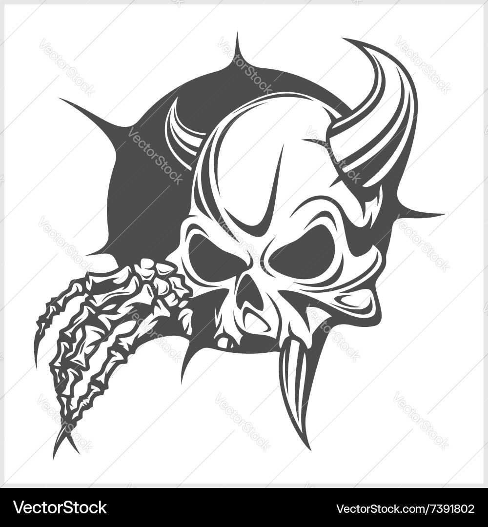 Demon skull on white Royalty Free Vector Image