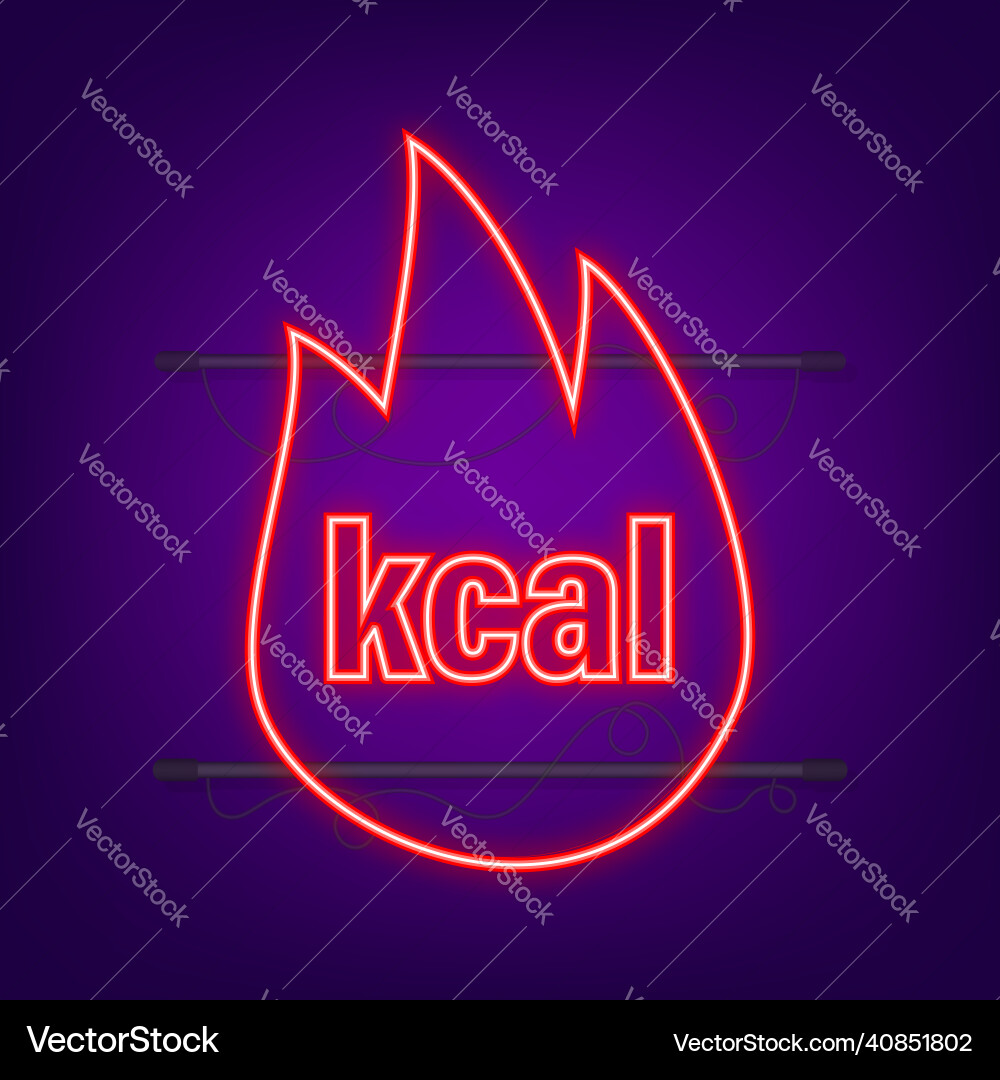 Kilocalorie neon emblem kcal reduction zero Vector Image