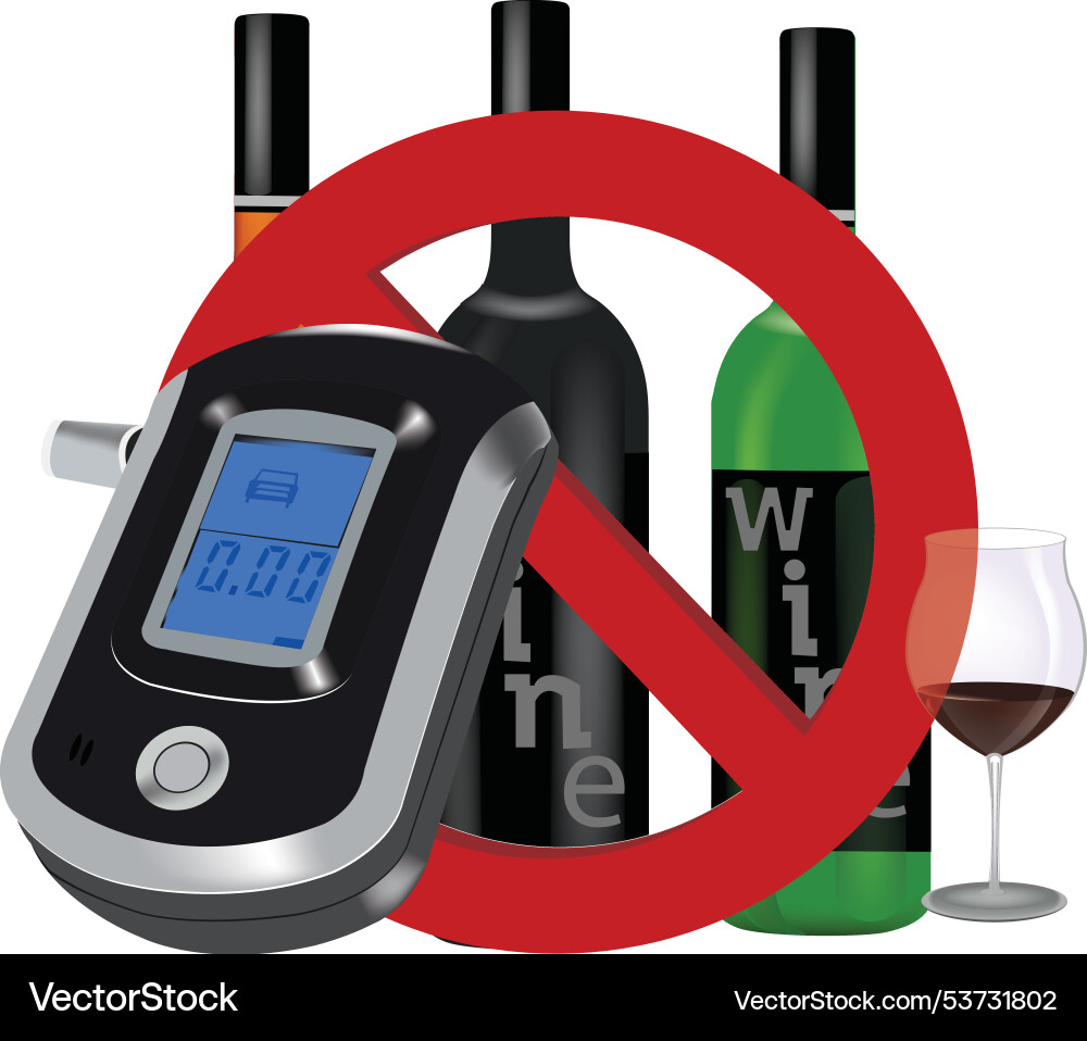 No alcohol concept with breathalyzer and Vector Image