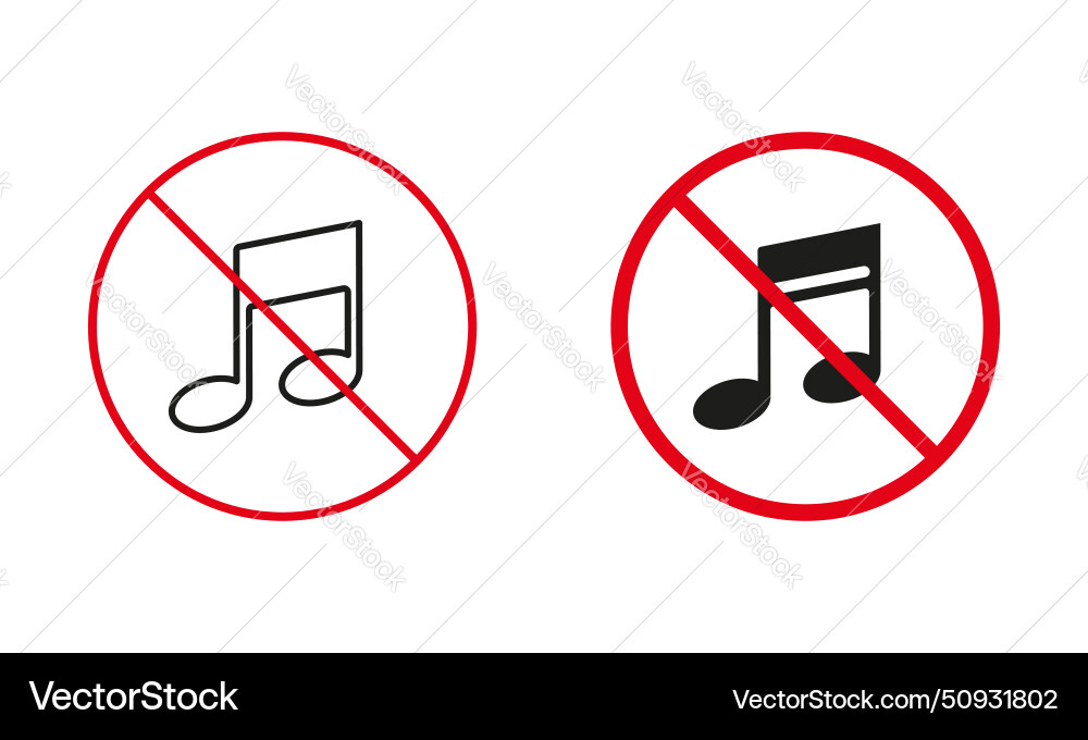 No music allowed warning sign set silence zone Vector Image