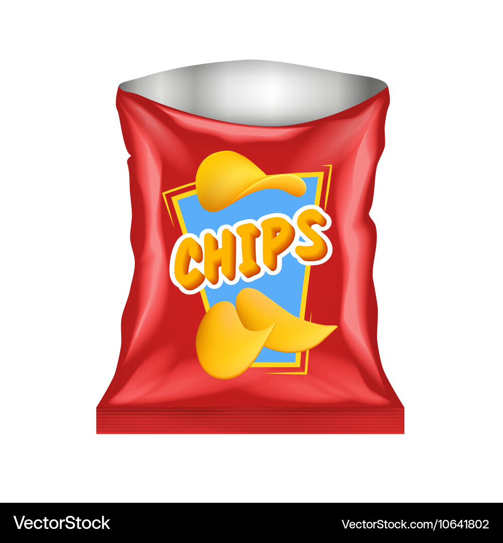 Open chips package Royalty Free Vector Image - VectorStock