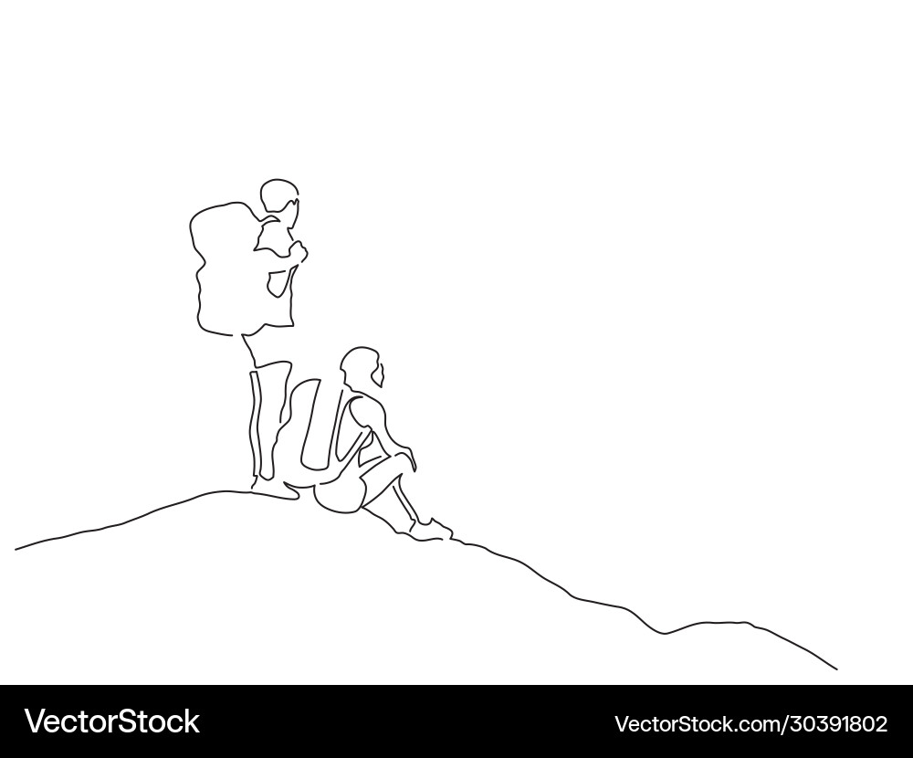People on holidays line drawing Royalty Free Vector Image
