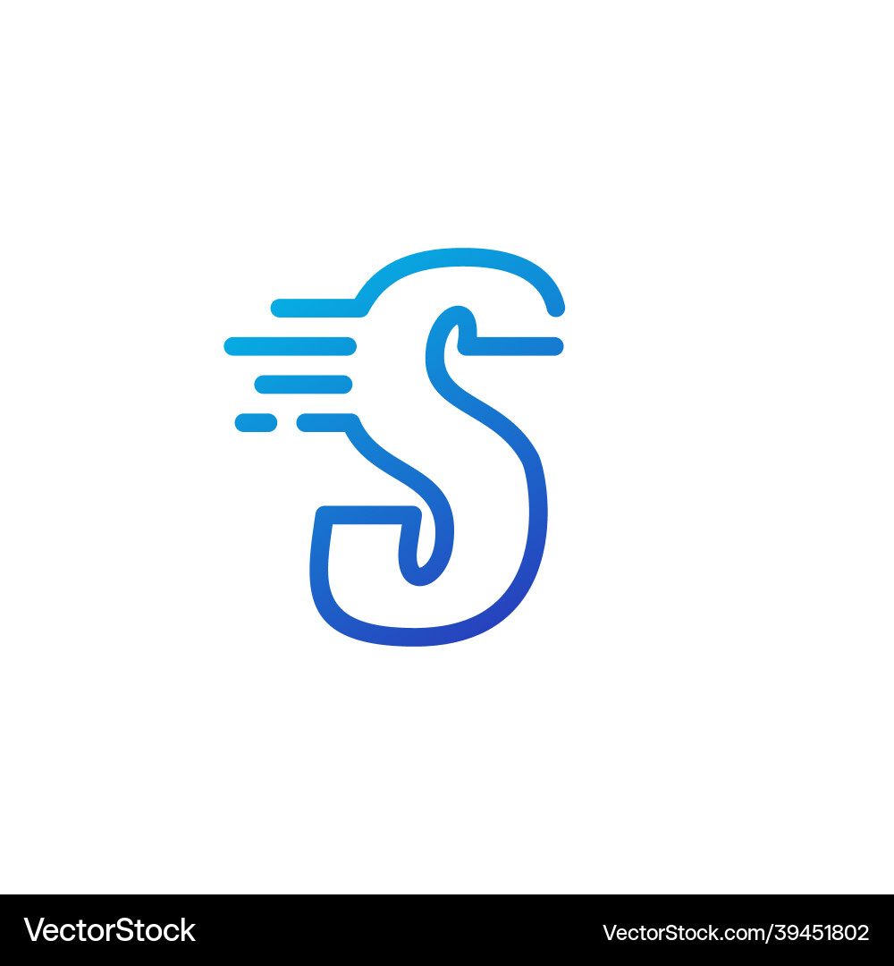 S letter dash fast quick digital mark line Vector Image