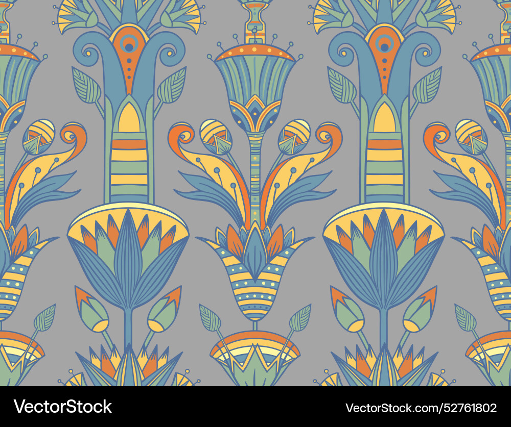 Seamless pattern of ancient egyptian lotus Vector Image