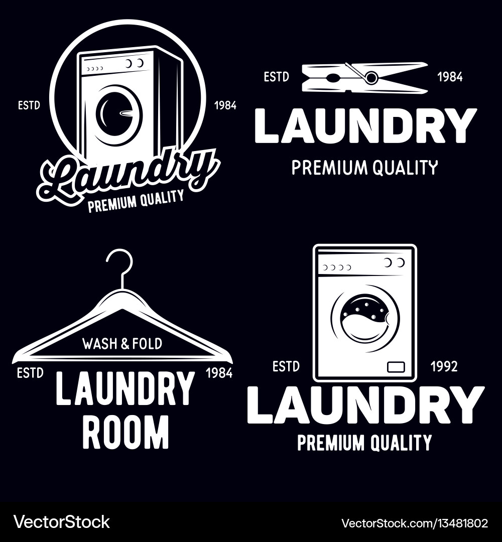 Set of laundry logos emblems and design Royalty Free Vector