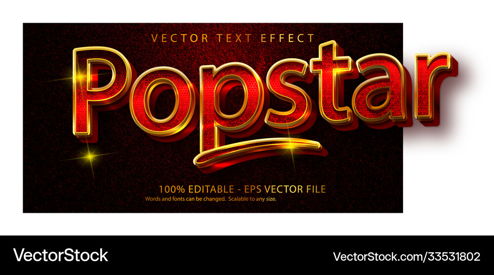Shiny Popstar Text Effect Royalty Free Vector Image