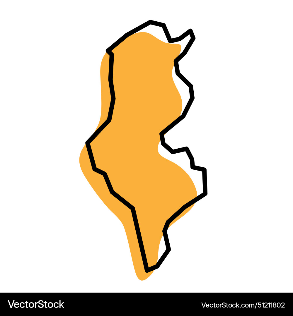 Tunisia simplified map Royalty Free Vector Image
