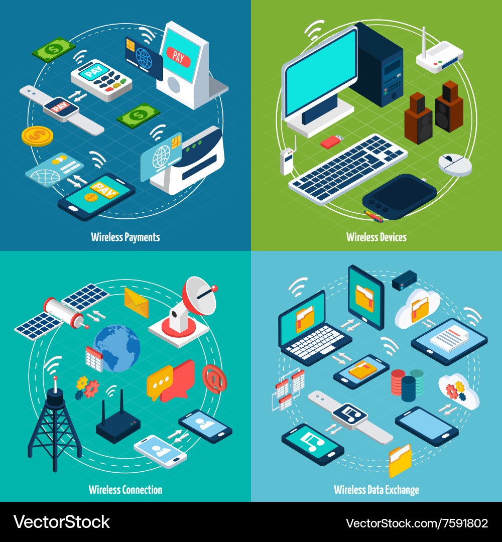 Wireless Communication Icons Royalty Free Vector Image