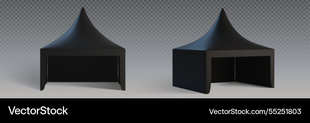 Black tent booth mockup collection Royalty Free Vector Image