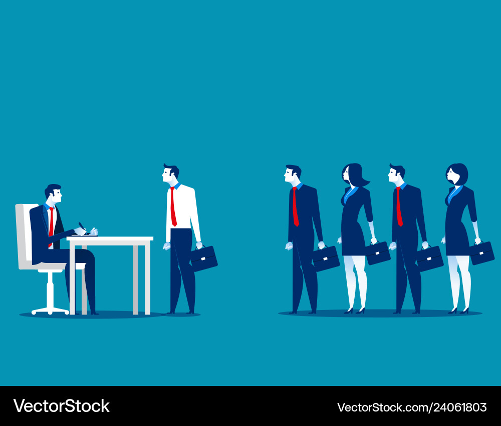 Business people standing in interview queue Vector Image