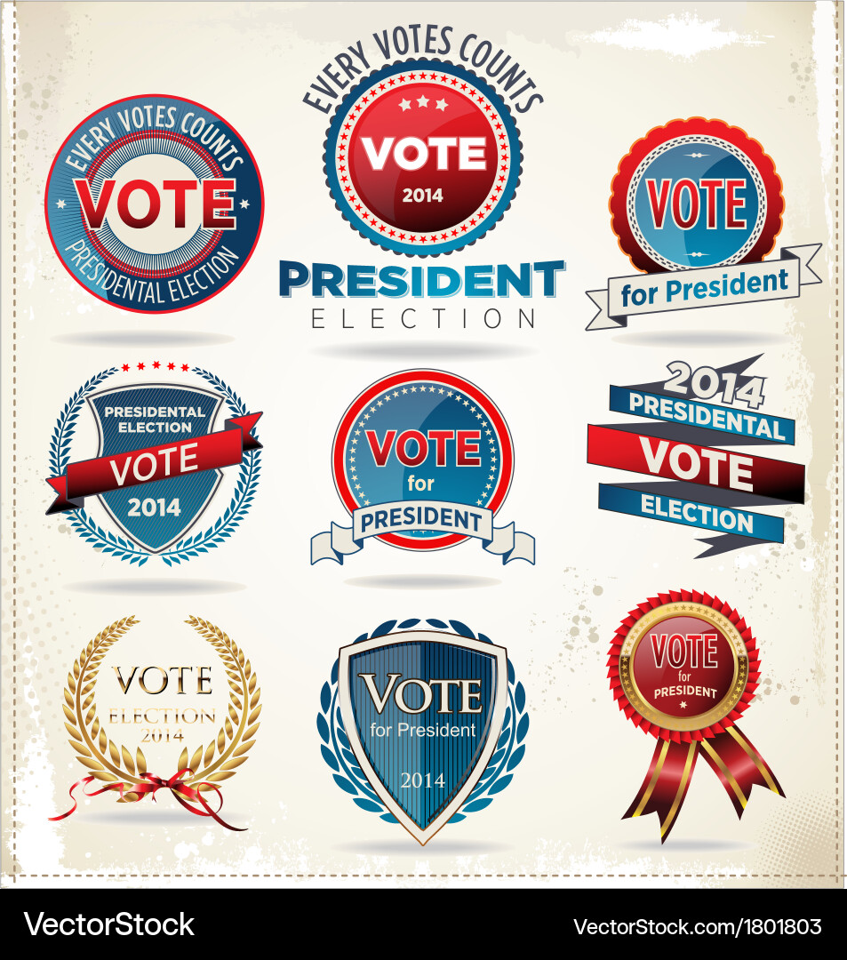 Election Badges and Labels Collection Royalty Free Vector