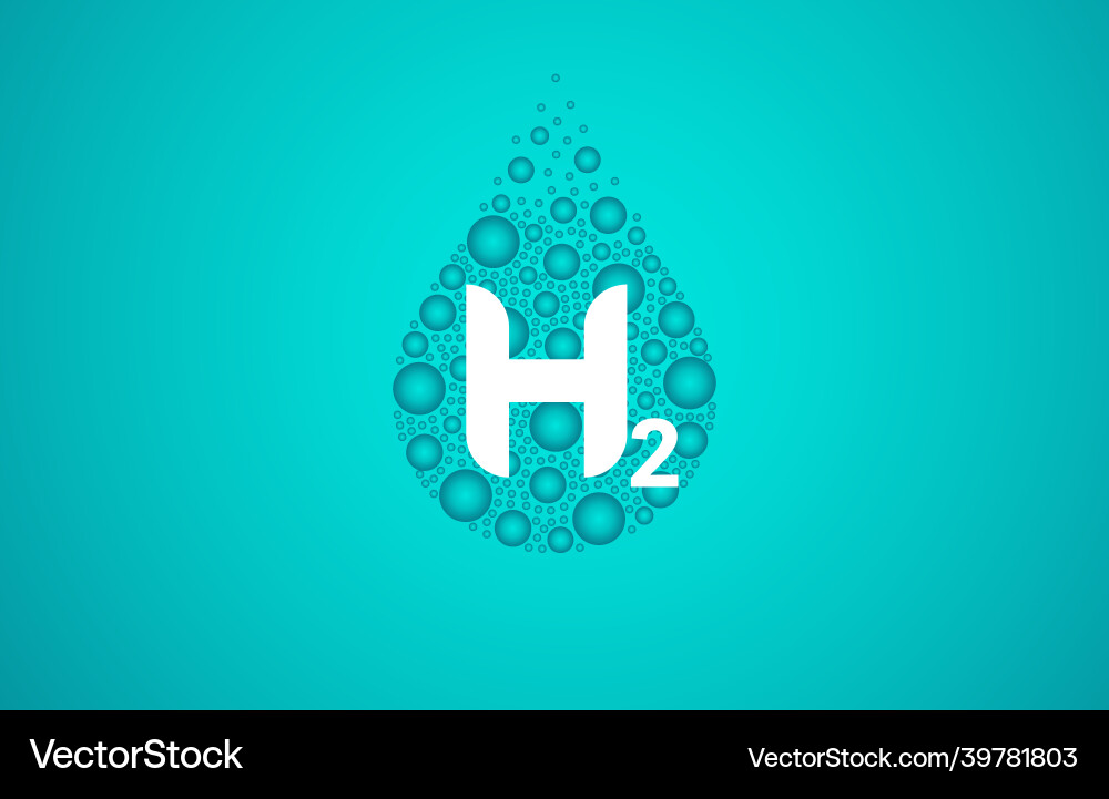 Hydrogen h2 droplet bubble logo design Royalty Free Vector