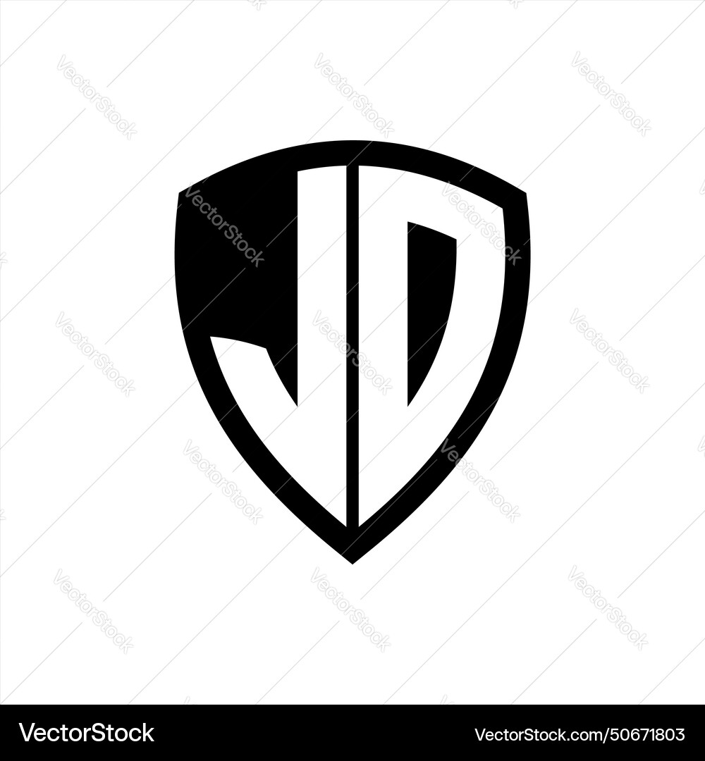 Jd monogram logo with bold letters shield shape Vector Image