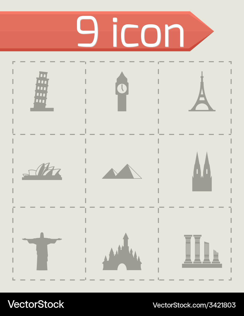 Landmarks icon set Royalty Free Vector Image - VectorStock