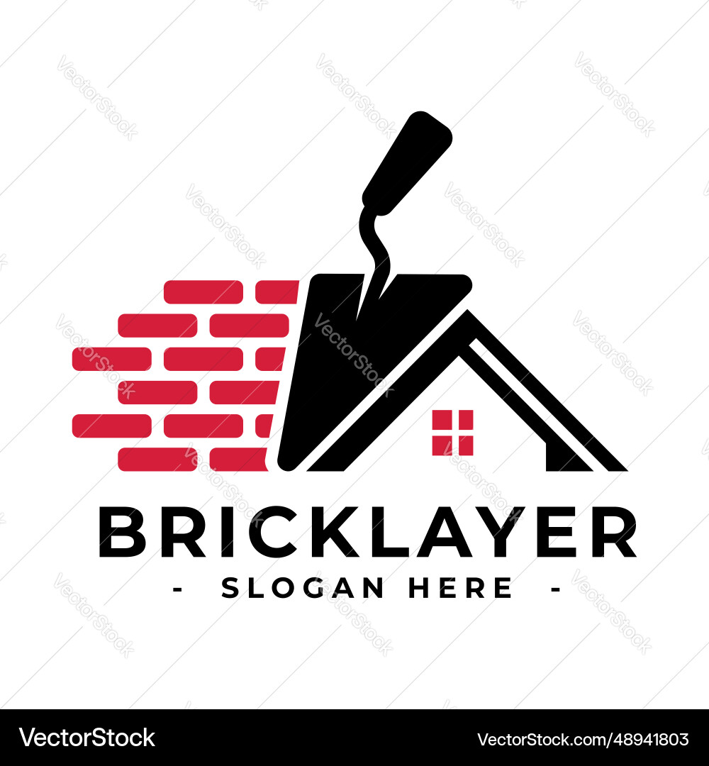 Masonry logo design template bricklayer Royalty Free Vector