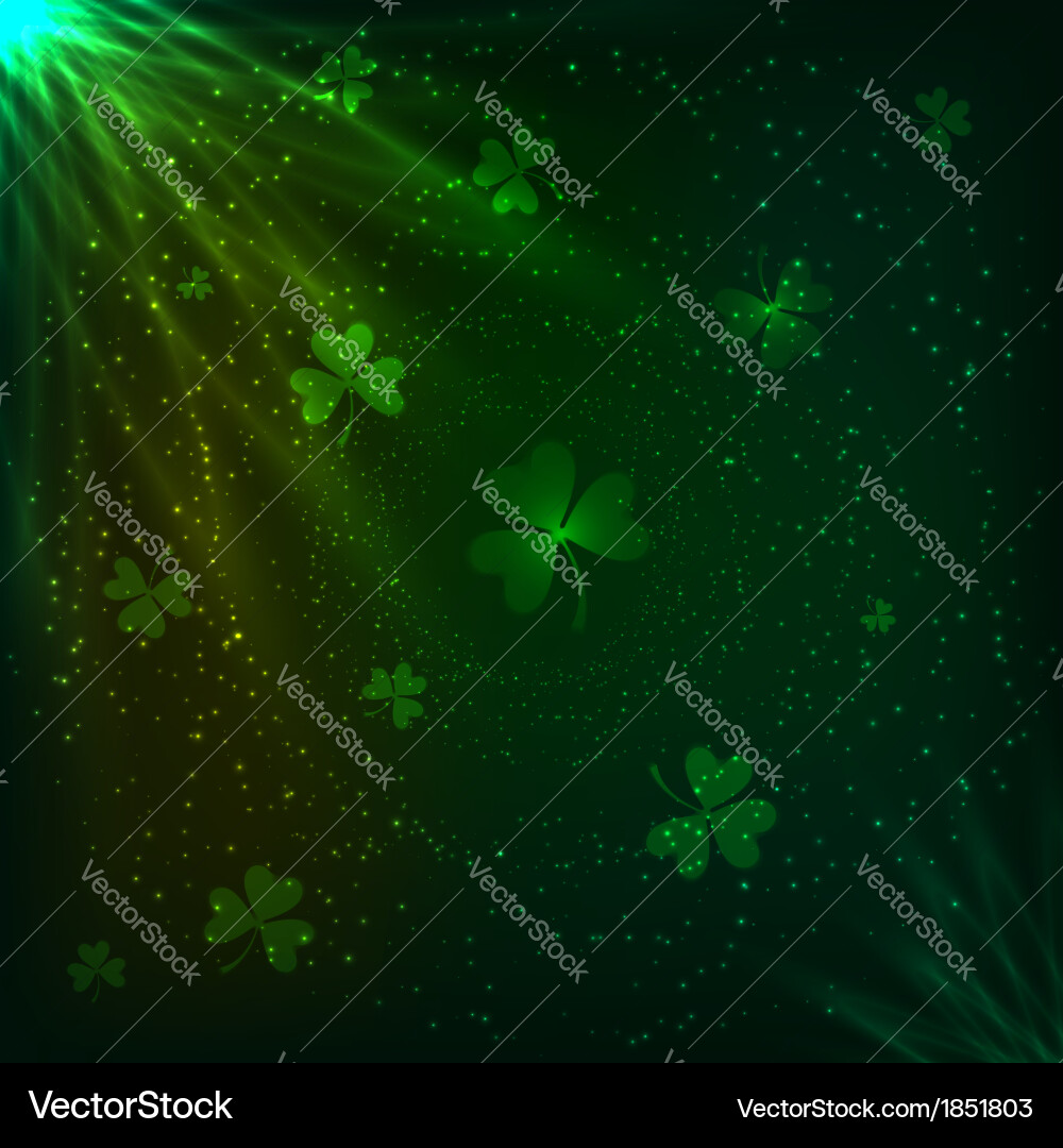 Shimmering Green Clover Magic Royalty Free Vector Image