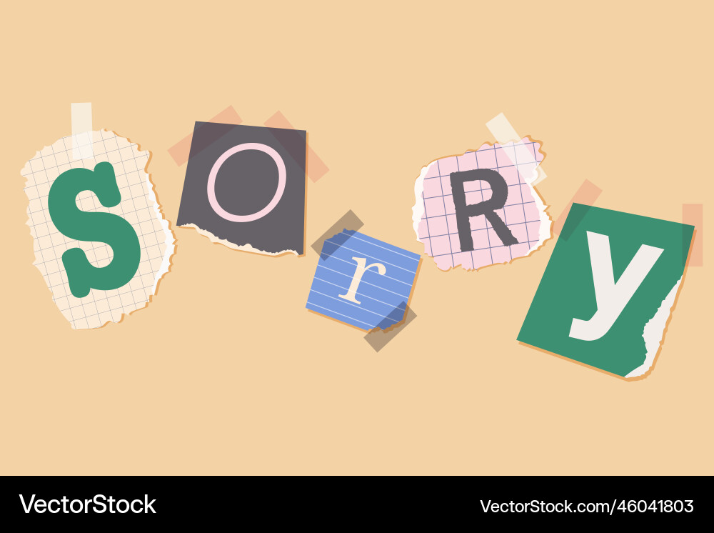 Sorry Collage - Scrap Paper Royalty Free Vector Image