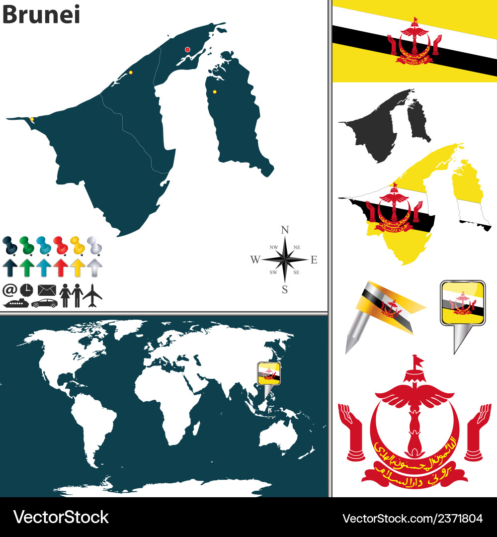 Brunei map Royalty Free Vector Image - VectorStock