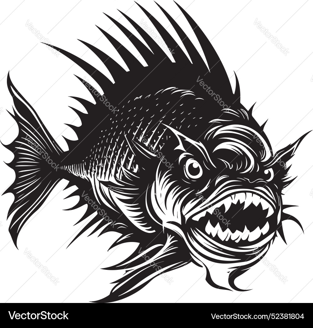 Demonic depths angular fish symbolism wretched Vector Image