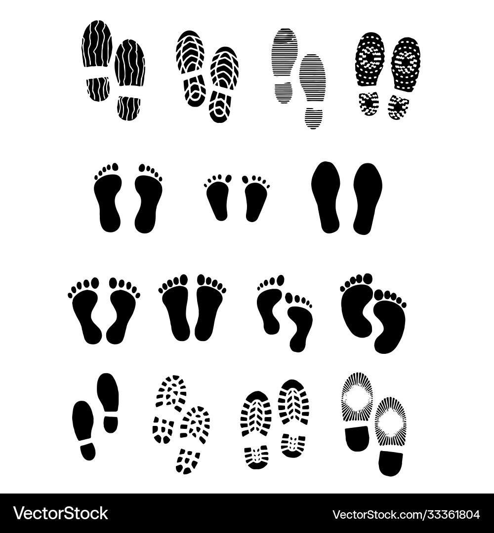 Footsteps icon shoes and legs human steps Vector Image