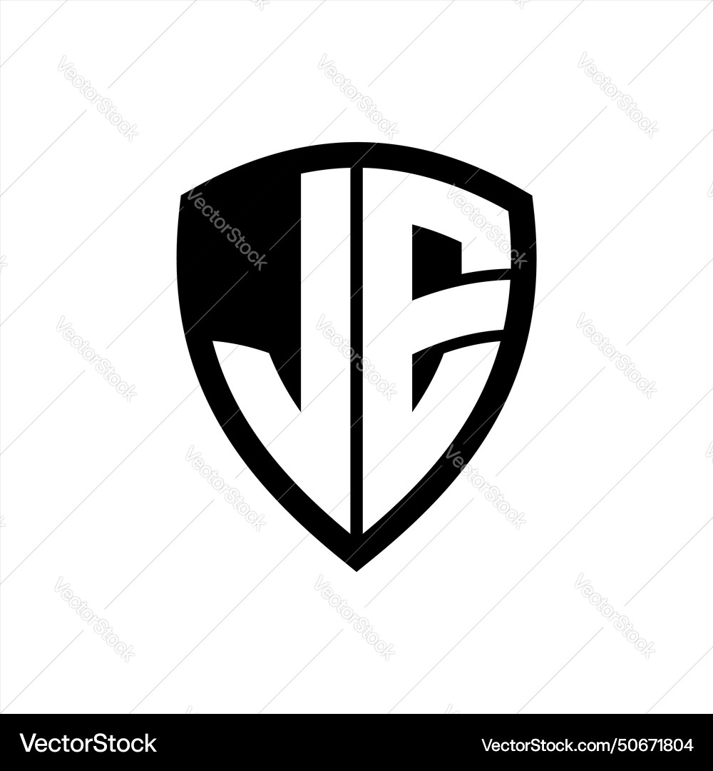 Je monogram logo with bold letters shield shape Vector Image