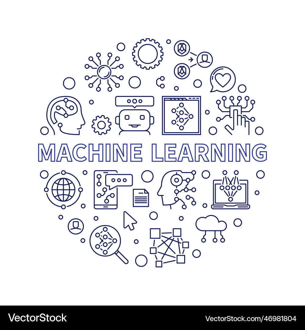 Machine learning concept outline round banner – Royalty-Free Vector ...