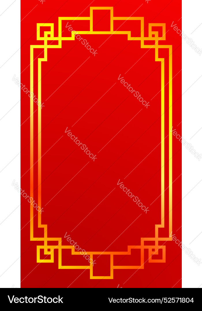 Red background with golden chinese style frame Vector Image